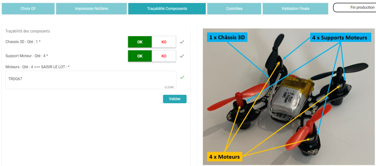Gamme de fabrication digitalisée cockpit de production - MES